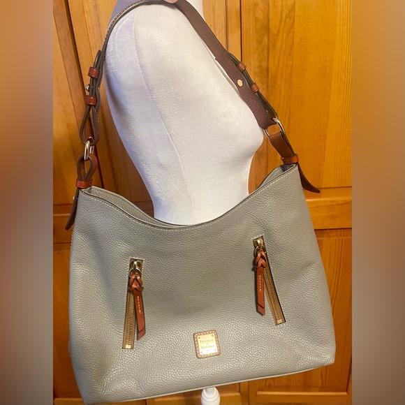 Dooney & Bourke | Bags | Dooney Bourke Cooper Grey Pebbled Leather Hobo ...